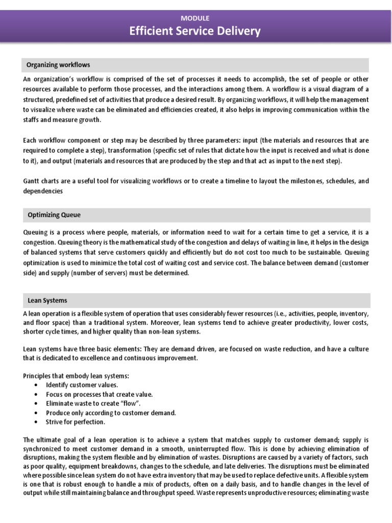 Efficient Service Delivery: Organizing Workflows | PDF | Workflow ...