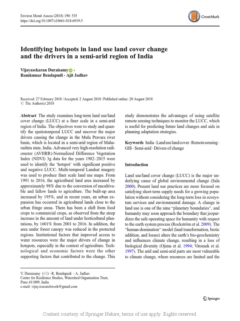Identifying Hotspots in Land Use Land Cover Change | PDF | Support ...
