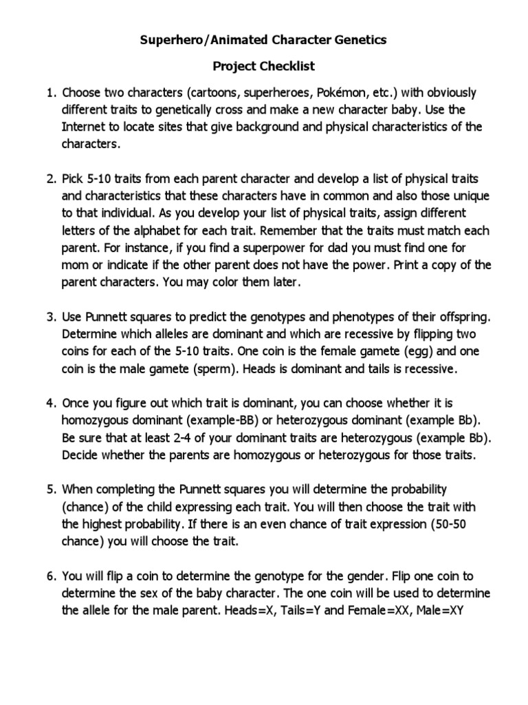 Superhero Animated Characters Genetics Project | PDF | Zygosity ...