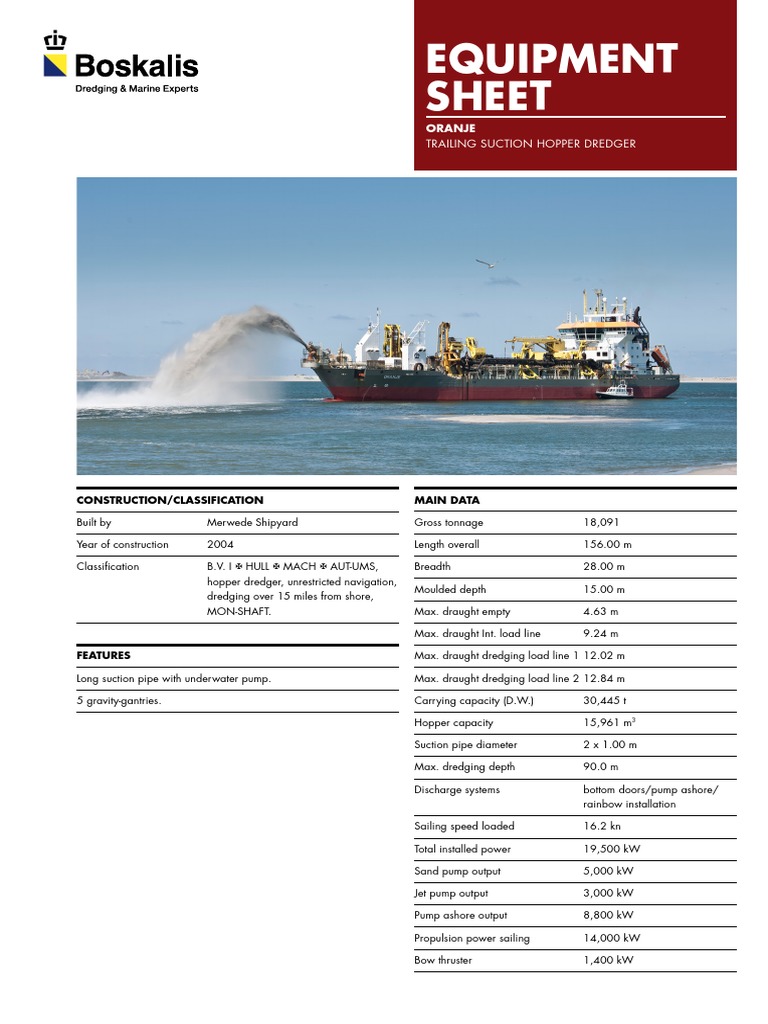 Trailing Suction Hopper Dredger Oranje | Download Free PDF | Dredging ...