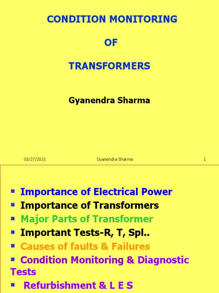 Condition Monitoring of Transformers Gyanendra Sharma Npti Delhi | PDF ...