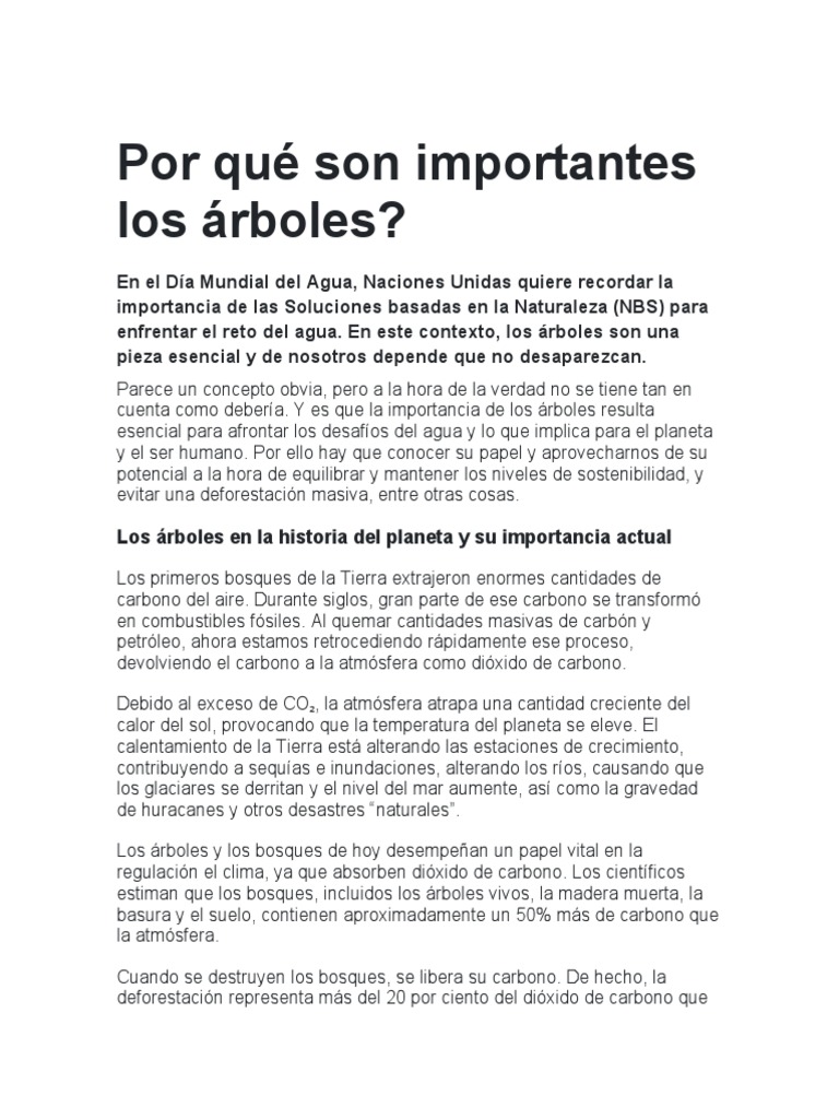 Por Qué Son Importantes Los Árboles | PDF | Los bosques | Arboles