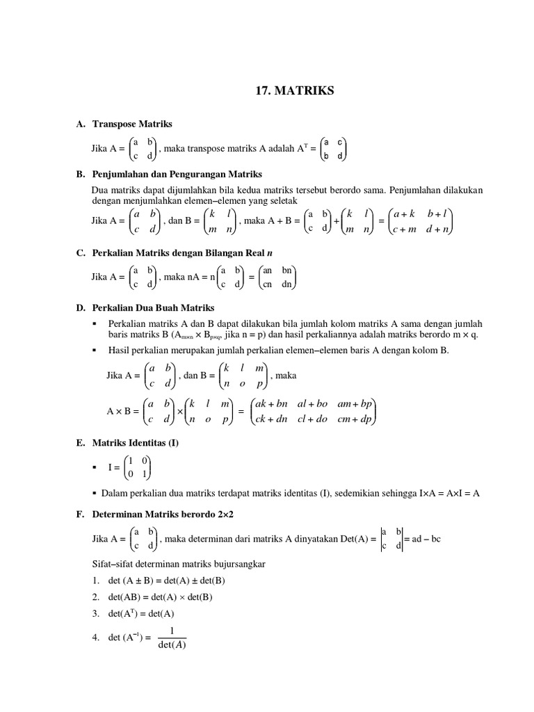 Latihan Soal Un Matematika Matriks | PDF