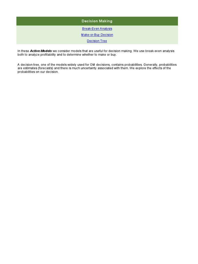 Decision Making Tree | PDF | Demand | Market (Economics)