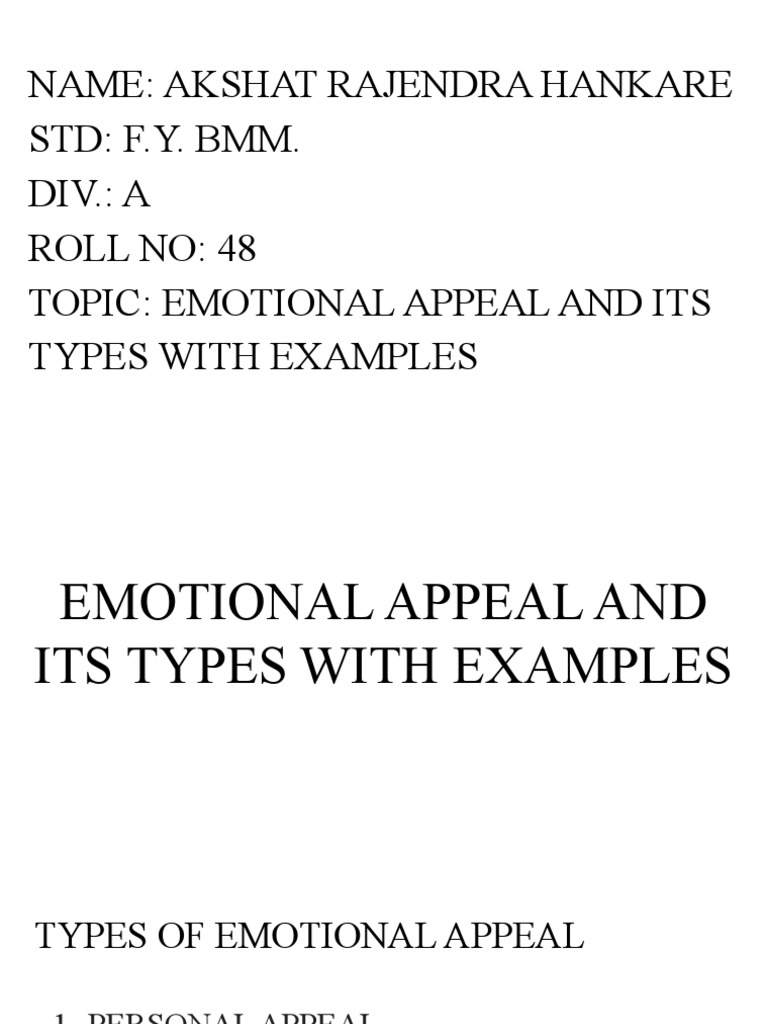 Emotional Appeal Types Explained | PDF