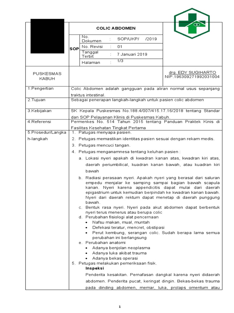 Sop Colic Abdomen Fix | PDF