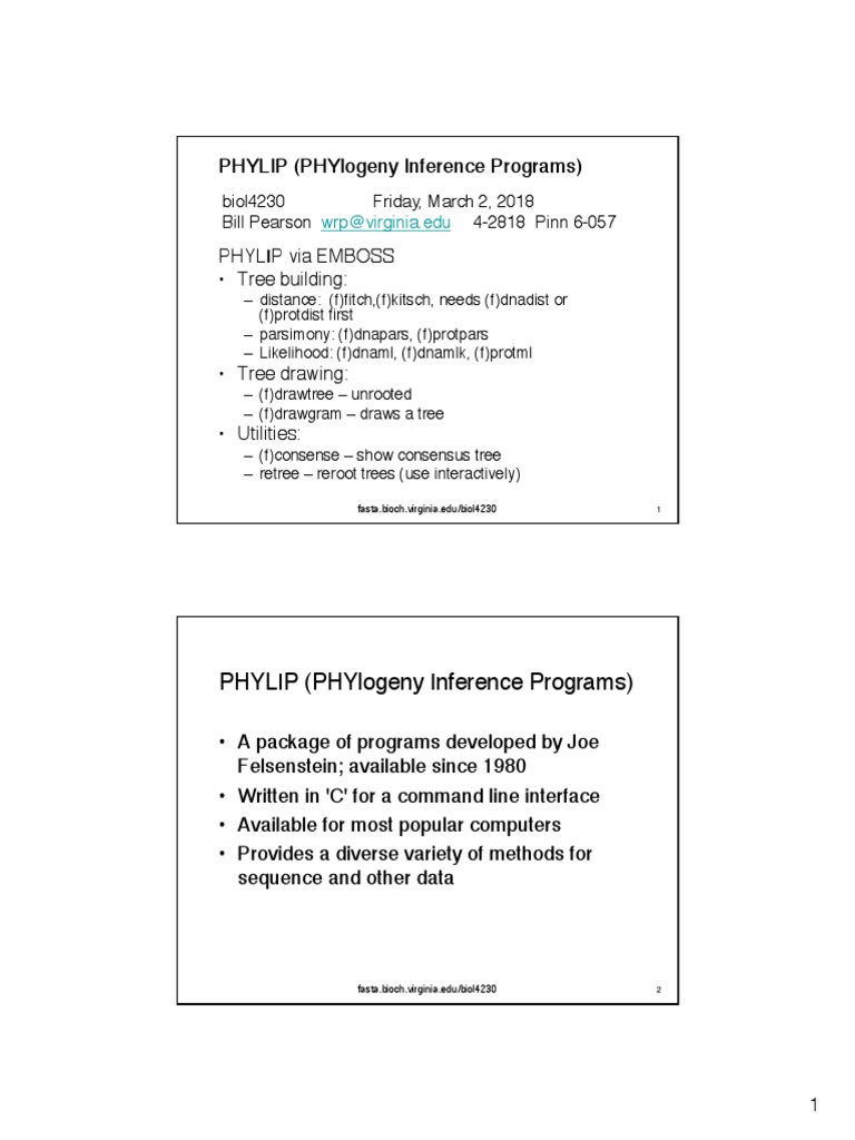 Phylip Via Emboss - Tree Building:: Phylip (Phylogeny Inference ...