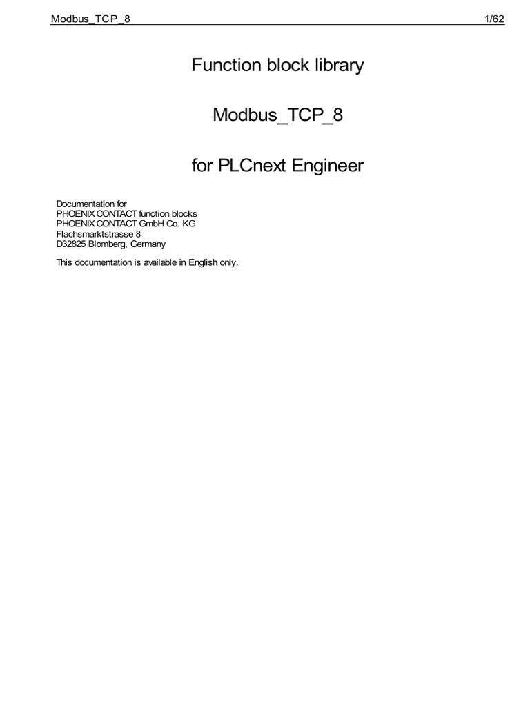 Modbus TCP Function Blocks Guide | PDF | Port (Computer Networking ...