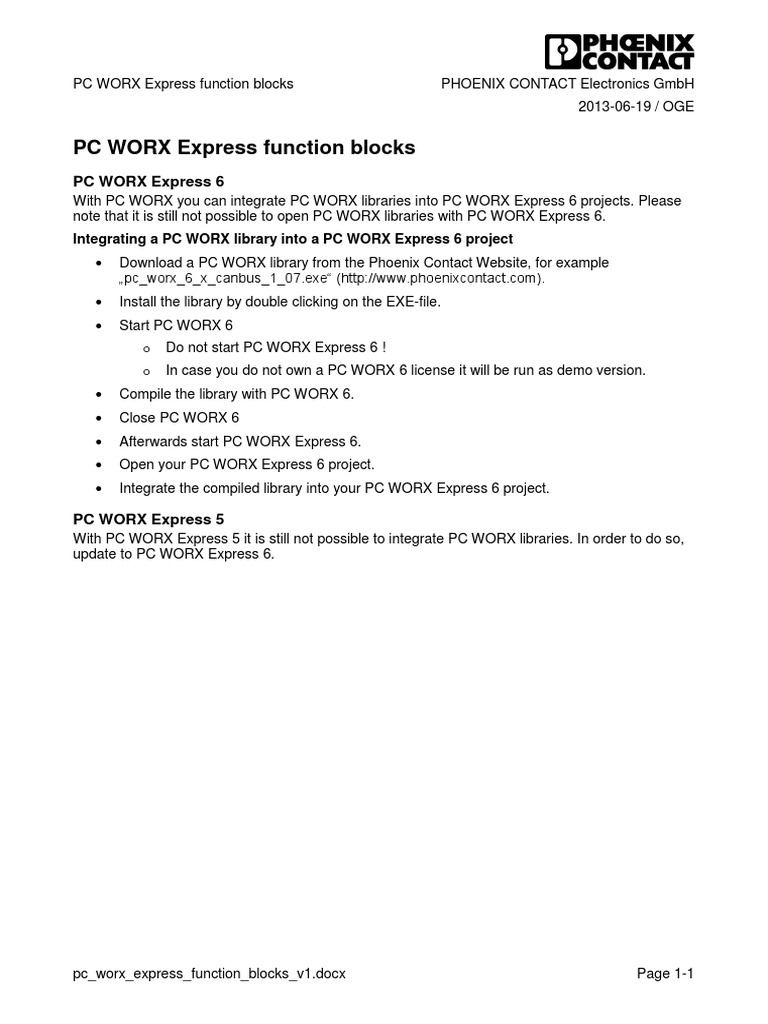 PC Worx Express Function Blocks v1 | PDF