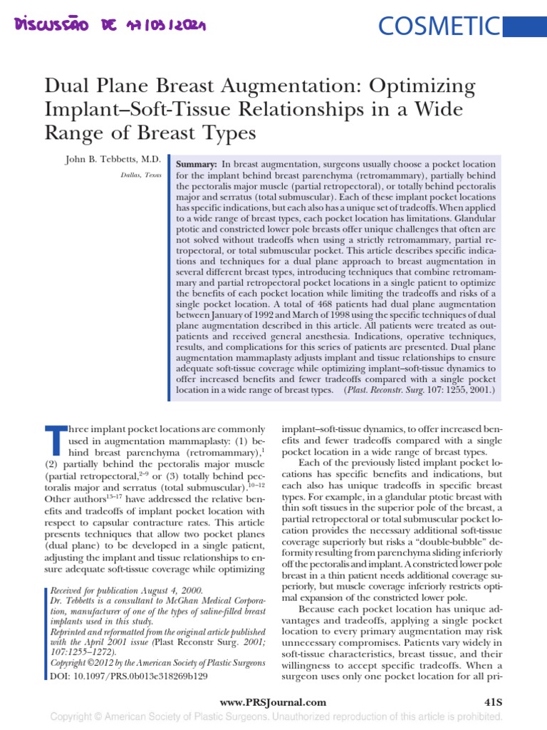 Dual Plane Breast Augmentation: Optimizing Implant-Soft-Tissue Relationships in A Wide Range of ...