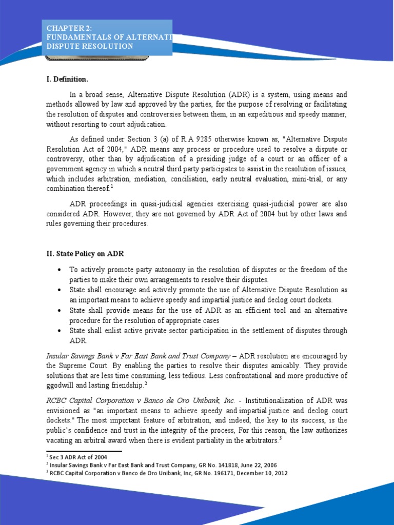 I. Definition.: Fundamentals of Alternative Dispute Resolution | PDF ...