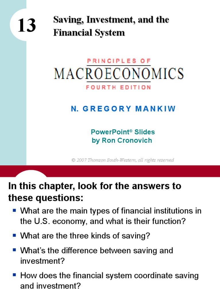 Saving, Investment, and The Financial System | PDF | Saving | Crowding ...