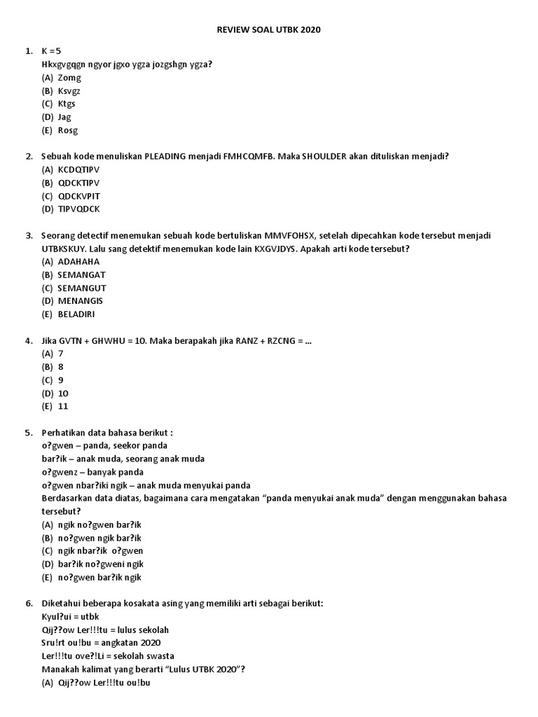 Soal Bahasa Panda UTBK 2024 | PDF | Komputer