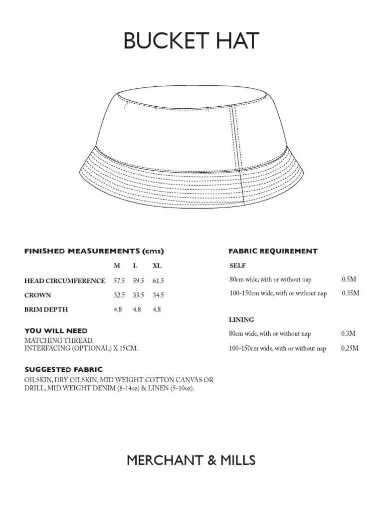 Bucket Hat Pattern and Instructions | PDF | Seam (Sewing) | Sewing