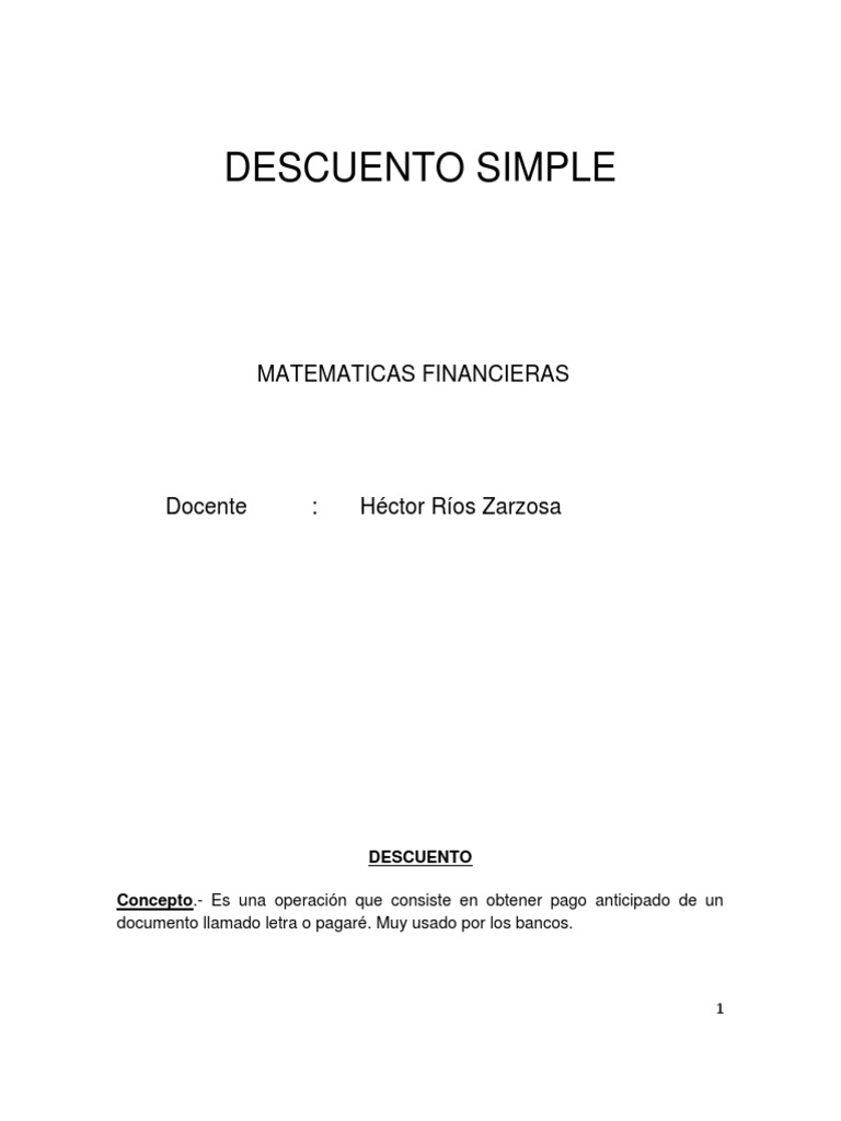 Descuento Simple | PDF | Pagos | Interés