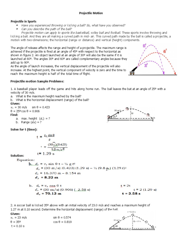 Applying Projectile Motion in Sports: Exploring the Effects of Launch ...
