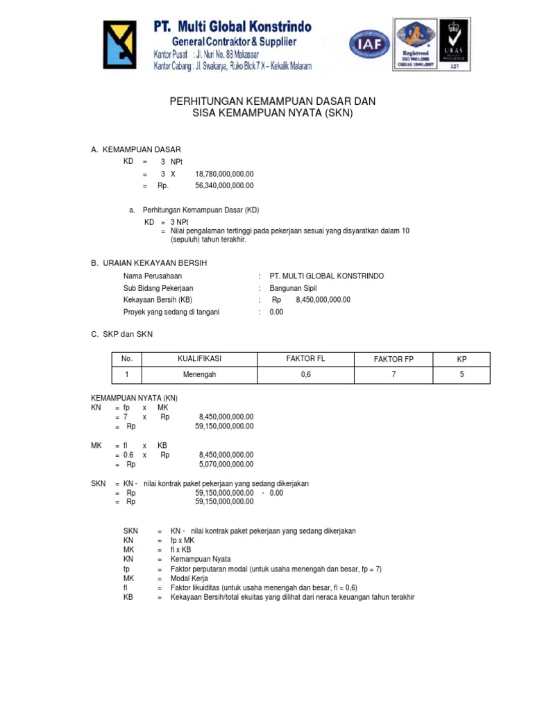 Perhitungan KD Dan SKN | PDF