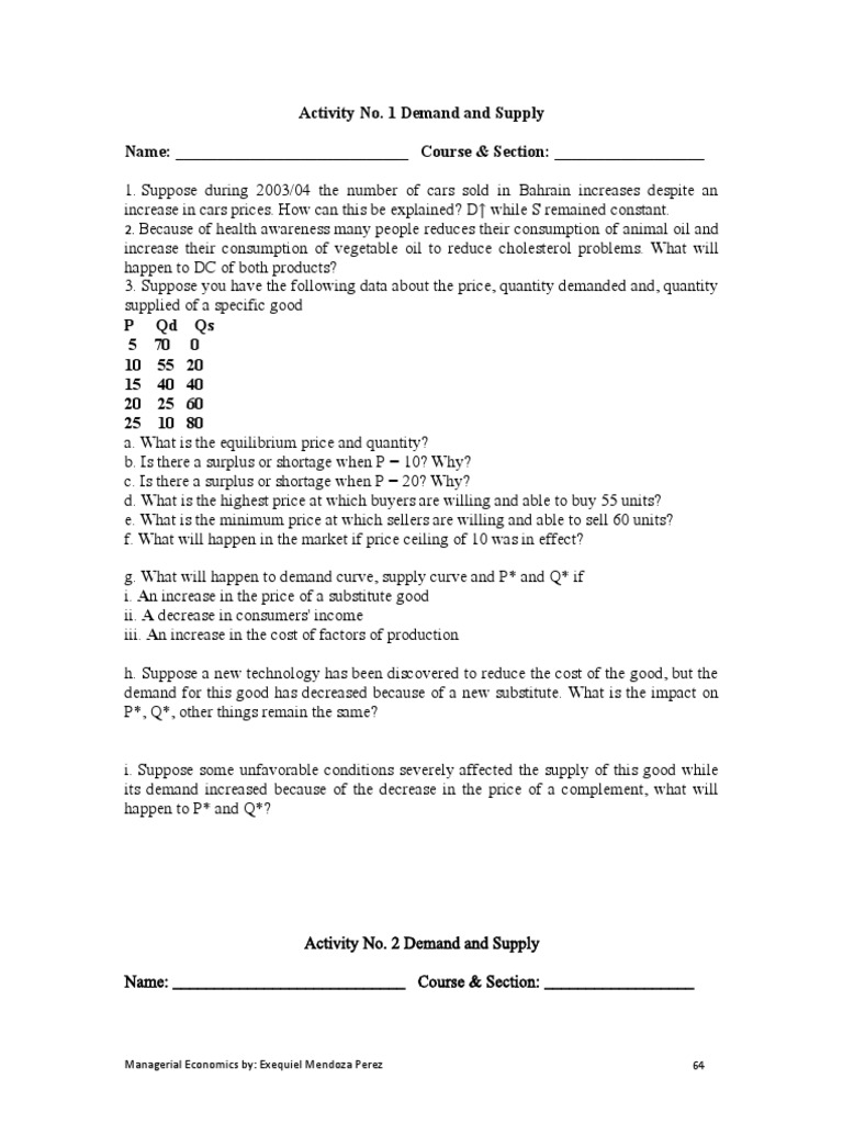 Module 4 Activities 1-6 | Download Free PDF | Supply And Demand | Demand