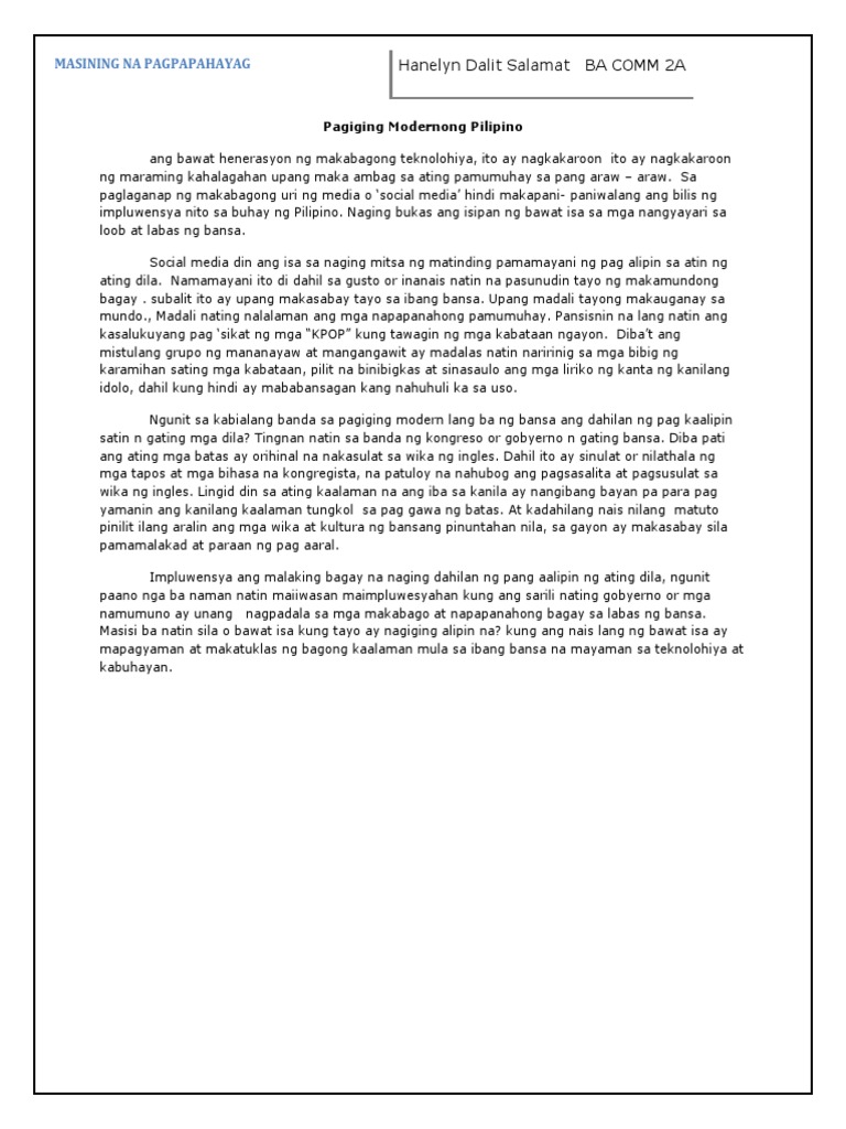 Pagiging Modernong Pilipino | PDF