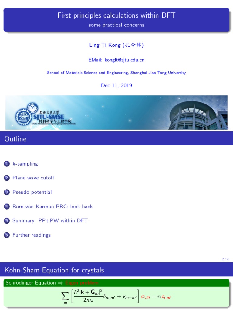 First Principles Calculations Within DFT: Some Practical Concerns ...