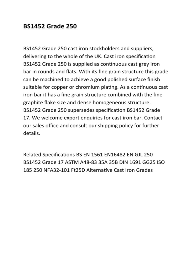 BS1452 Notes Point | PDF