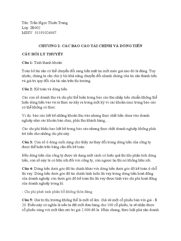 BT Chương 2 QTTC | PDF