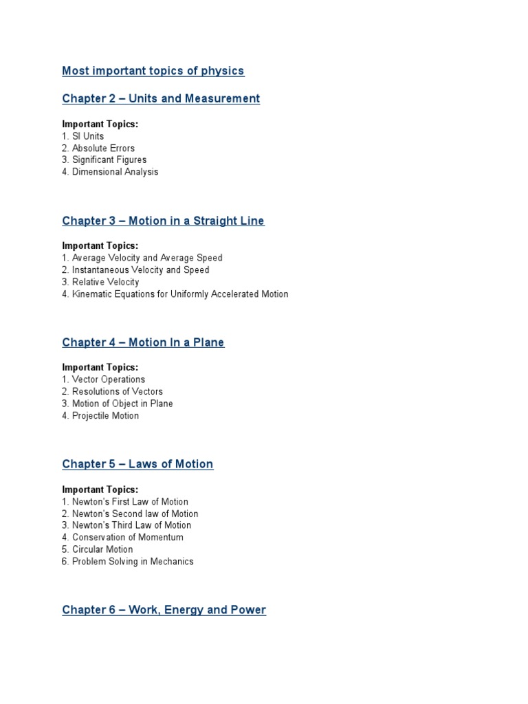 Most Important Topics of Physics | PDF | Rotation Around A Fixed Axis ...