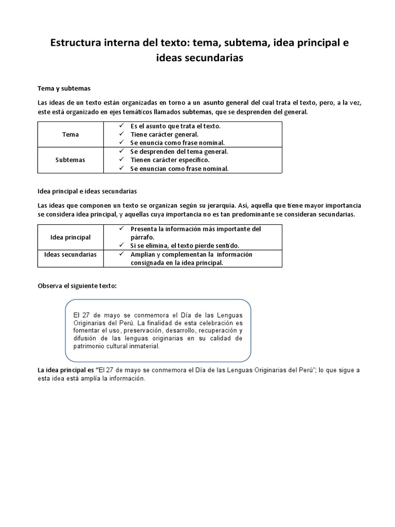Estructura Interna Del Texto | PDF