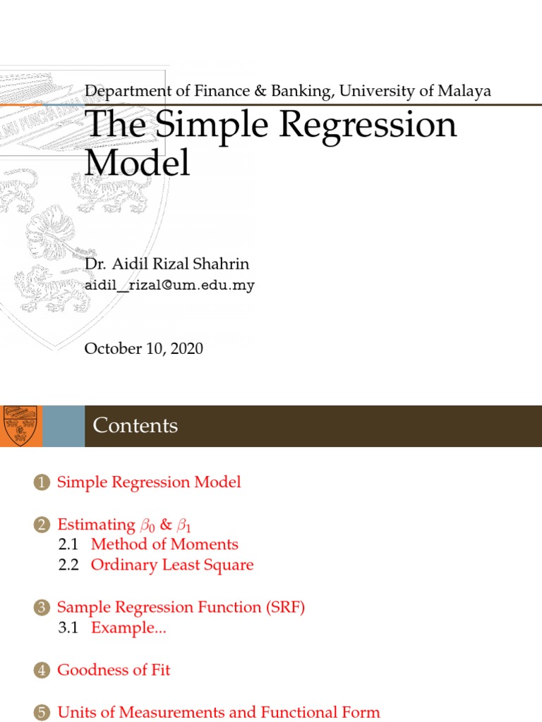 The Simple Regression Model | PDF | Ordinary Least Squares | Regression Analysis