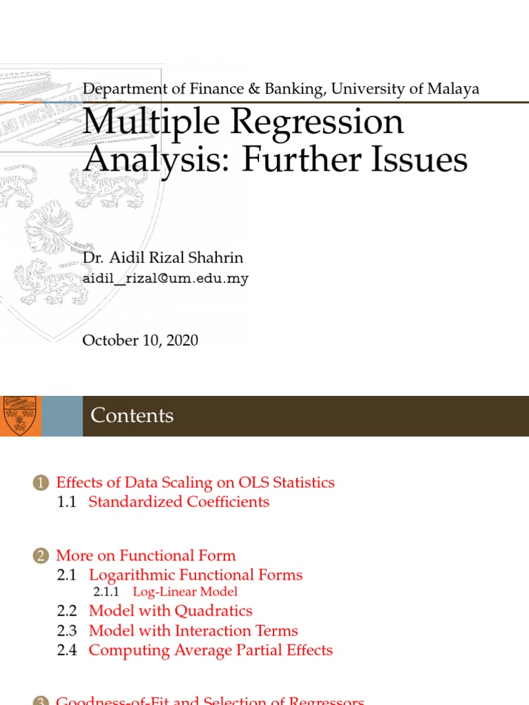 Multiple Regression Further Issues | PDF | Coefficient Of Determination | Ordinary Least Squares
