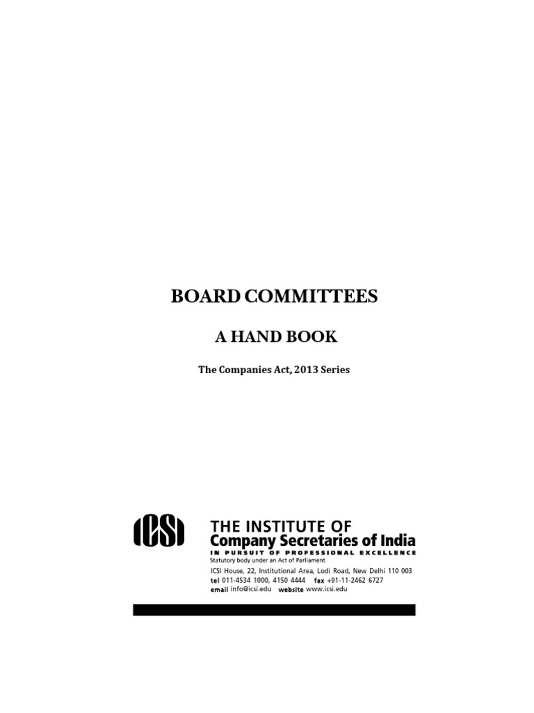 Board Committees: A Hand Book | PDF | Committee | Audit Committee