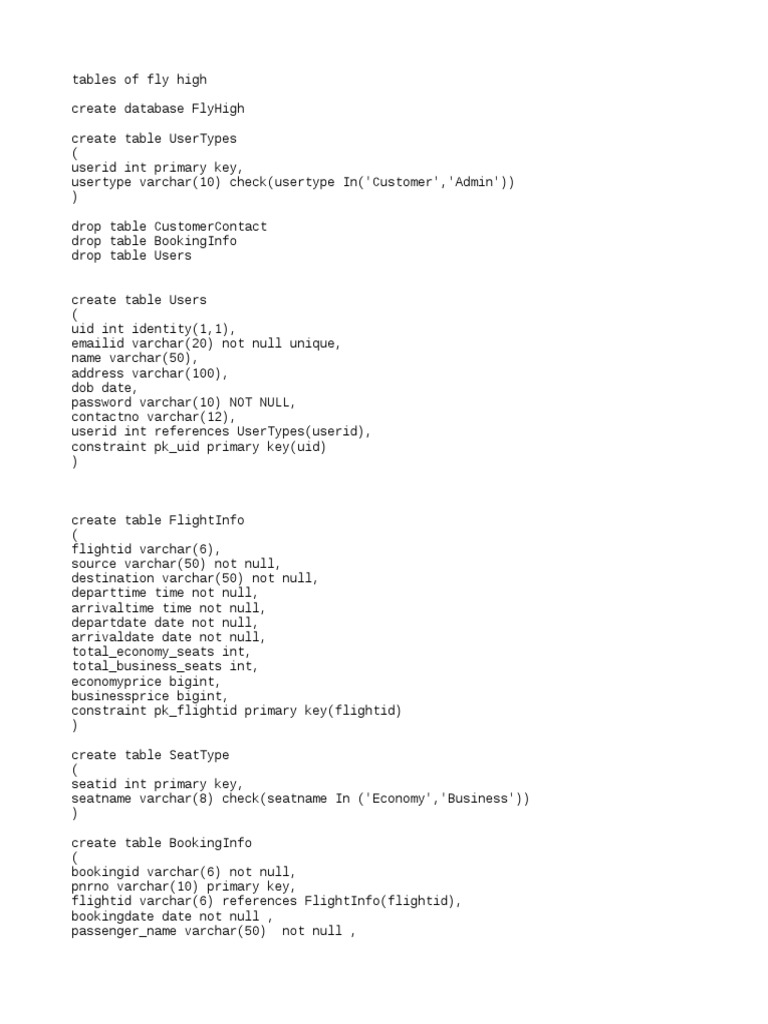 Tables of Fly High | PDF