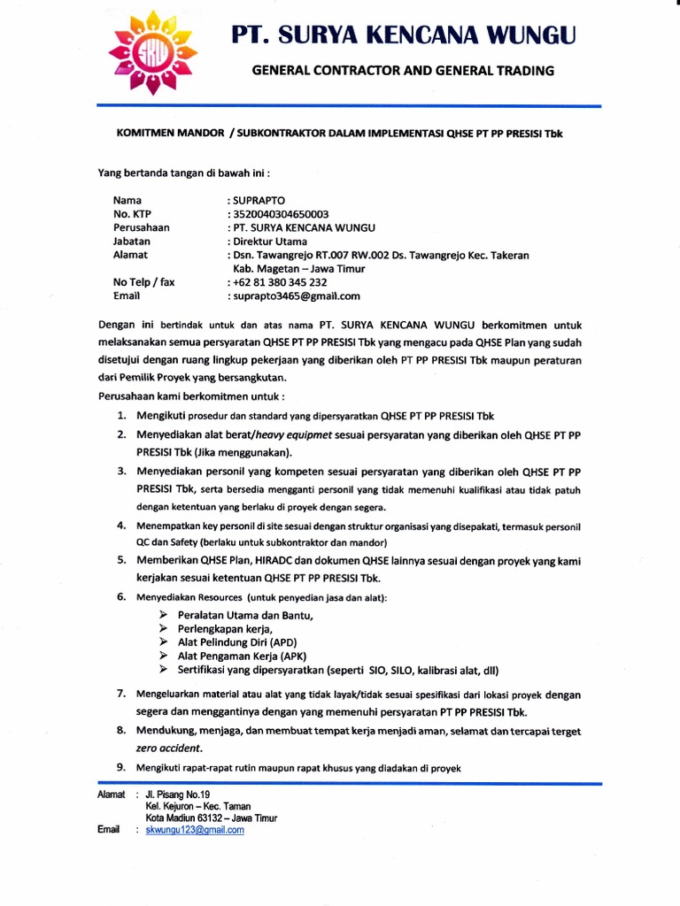 Format QHSE Commitment | PDF
