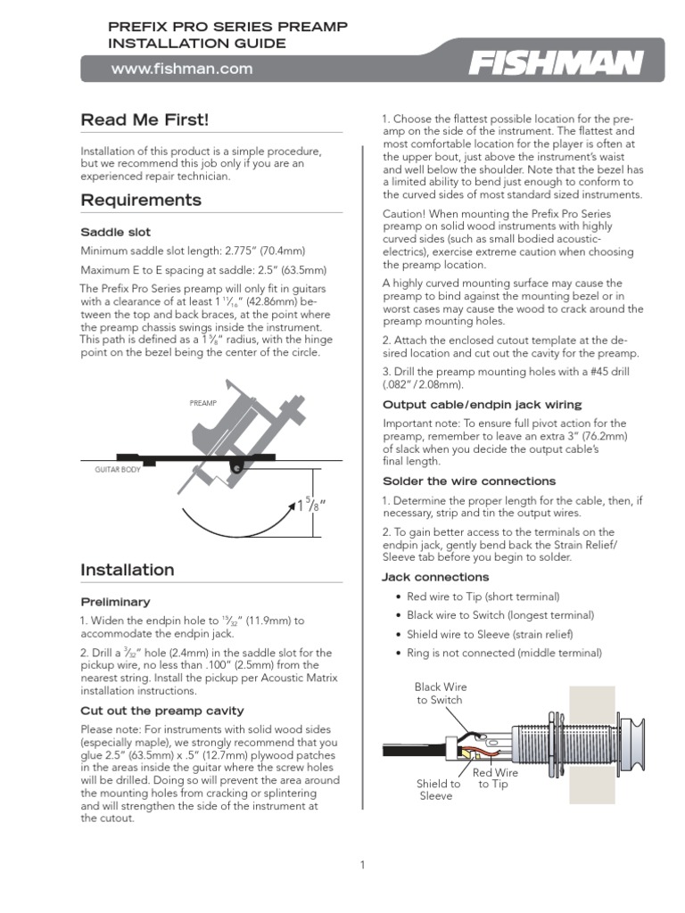 Installation Guide for the Fishman Prefix Pro Series Preamp | PDF ...