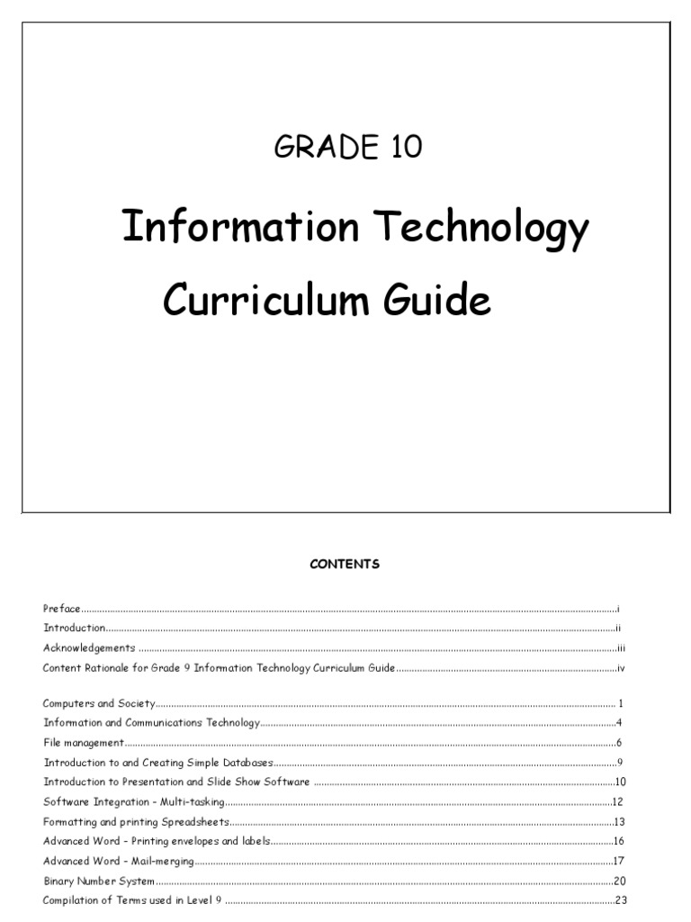 Grade 10 ICT Curriculum Guide | PDF | Computer File | Directory (Computing)