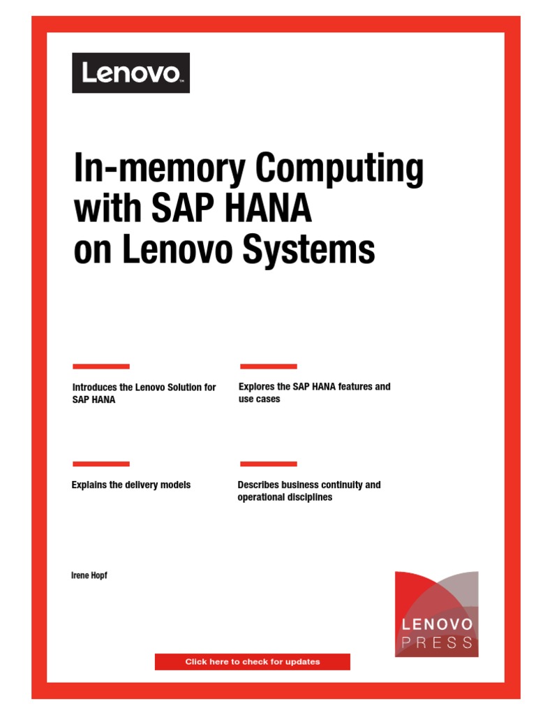 sg248086 In-Memory Computing With SAP HANA On Lenovo Systems | PDF ...