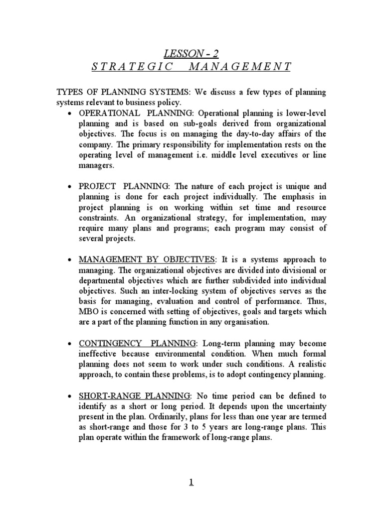 Lesson 2 - Strategic Management | PDF | Strategic Management ...