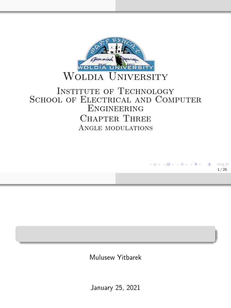 Woldia University: Institute of Technology School of Electrical and Computer Engineering Chapter ...