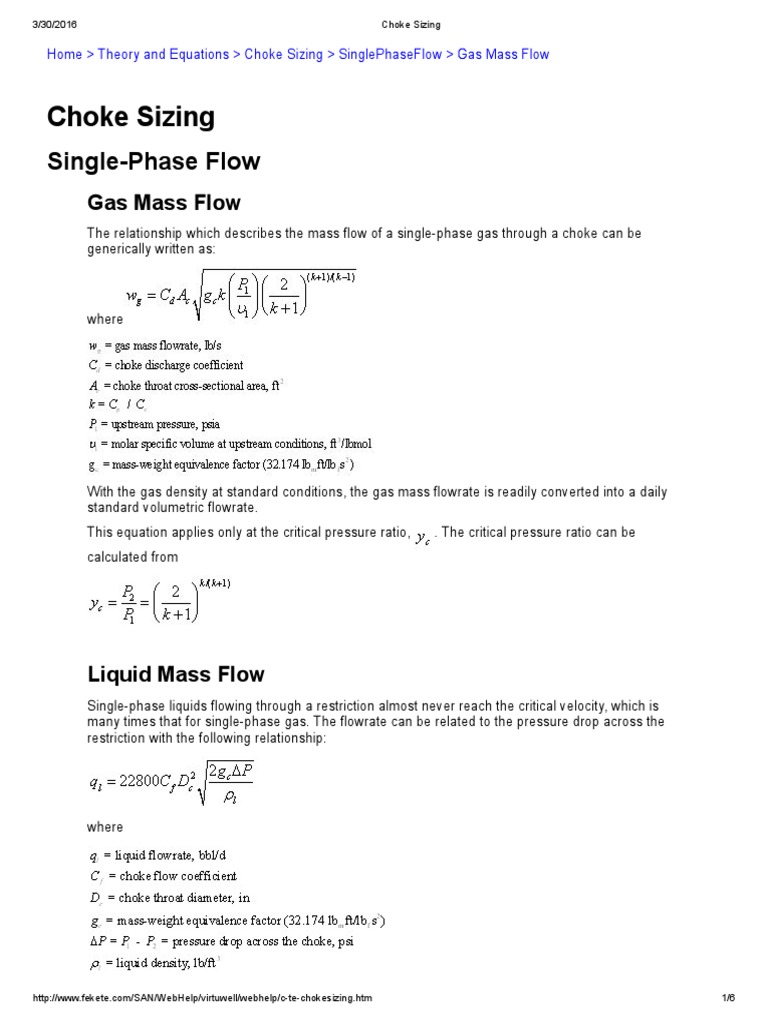 Choke Sizing: Single Phase Flow | PDF | Phases Of Matter | Fluid Dynamics
