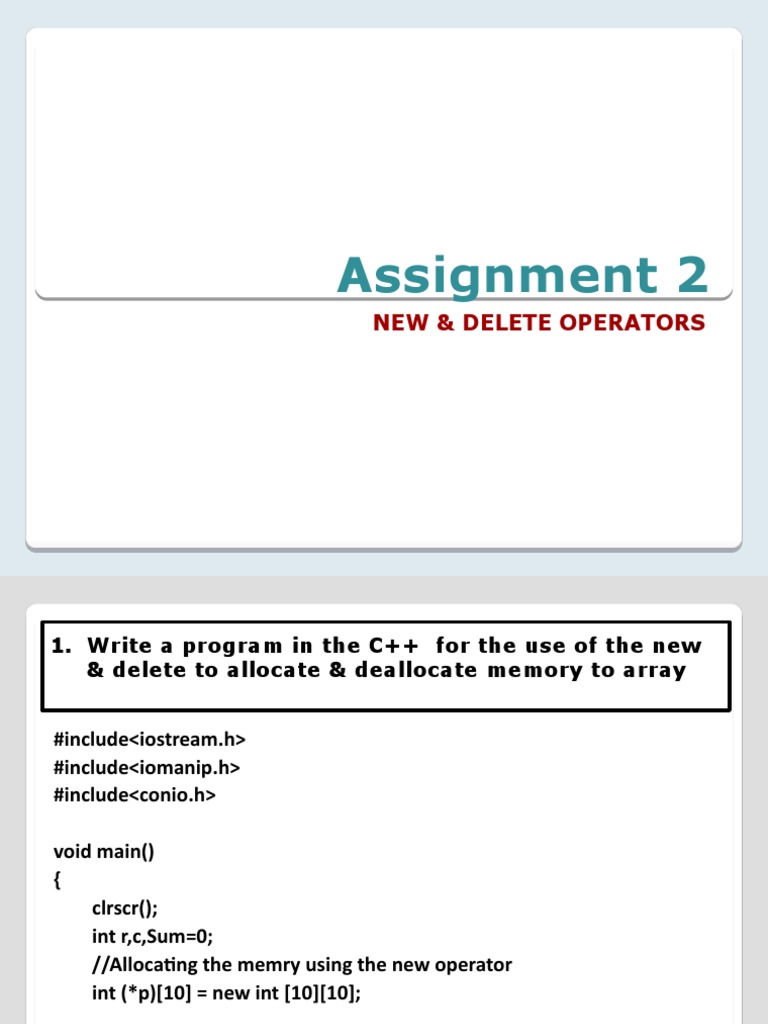 Assignment 2 New And Delete Operators Pdf Array Data Structure Algorithms And Data Structures