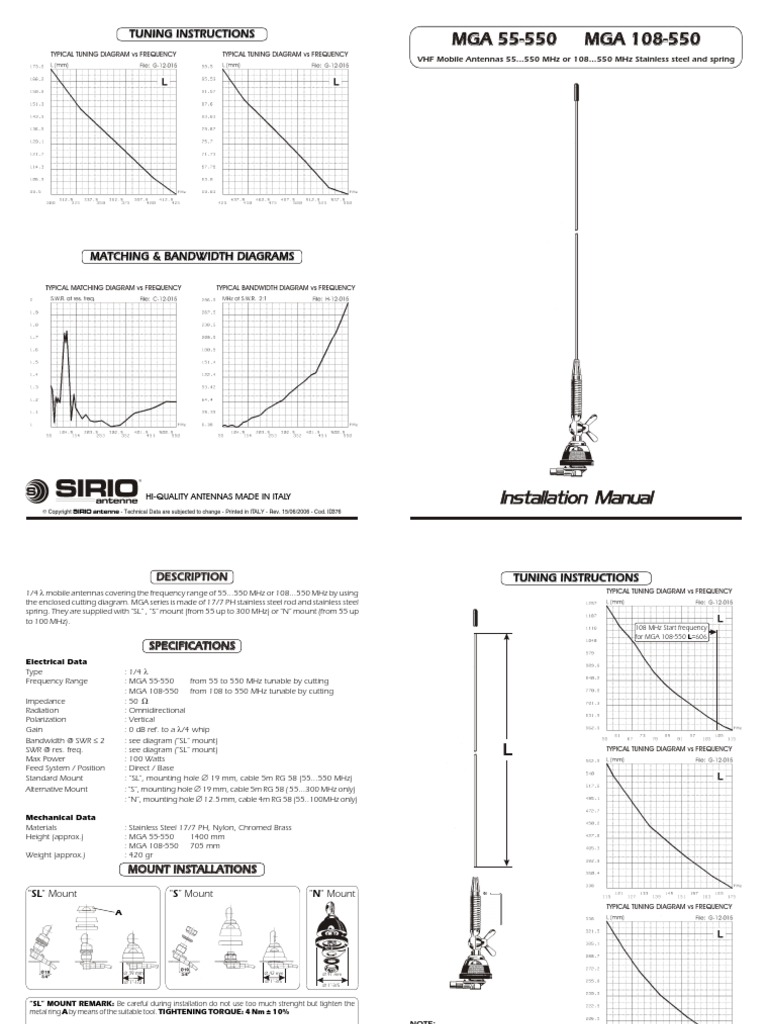 MGA 55-550 MGA 108-550 MGA 55-550 MGA 108-550: Tuning Instructions ...
