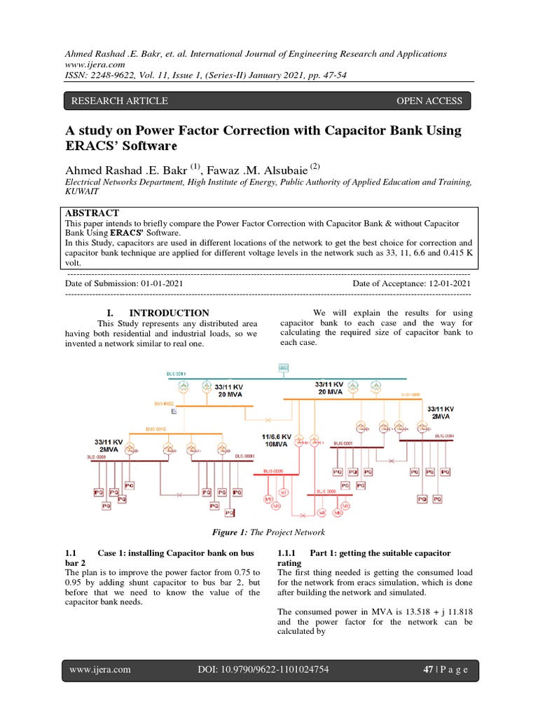 A Study On Power Factor Correction With | PDF | Ac Power | Capacitor