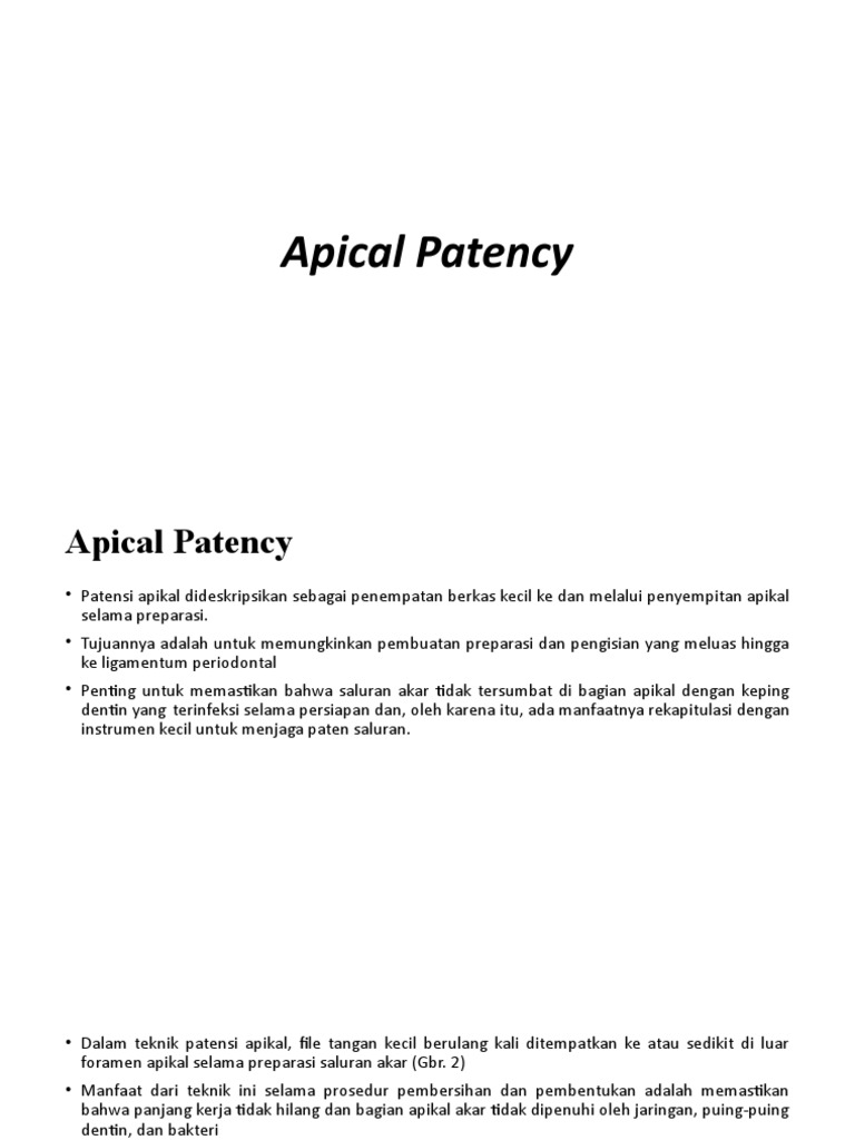 Teknik Patensi Apikal dalam Endodontik | PDF