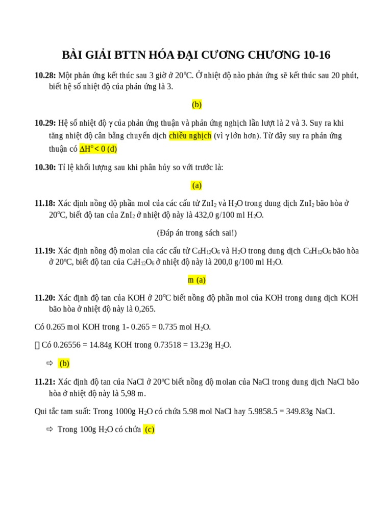 (123doc) - Bai-Giai-Bttn-Hoa-Dai-Cuong-Chuong-10-16 | PDF