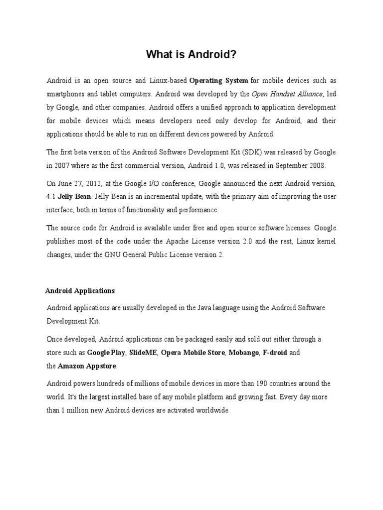 What is Android? - The World's Most Popular OS | PDF | Android (Operating System) | Java ...