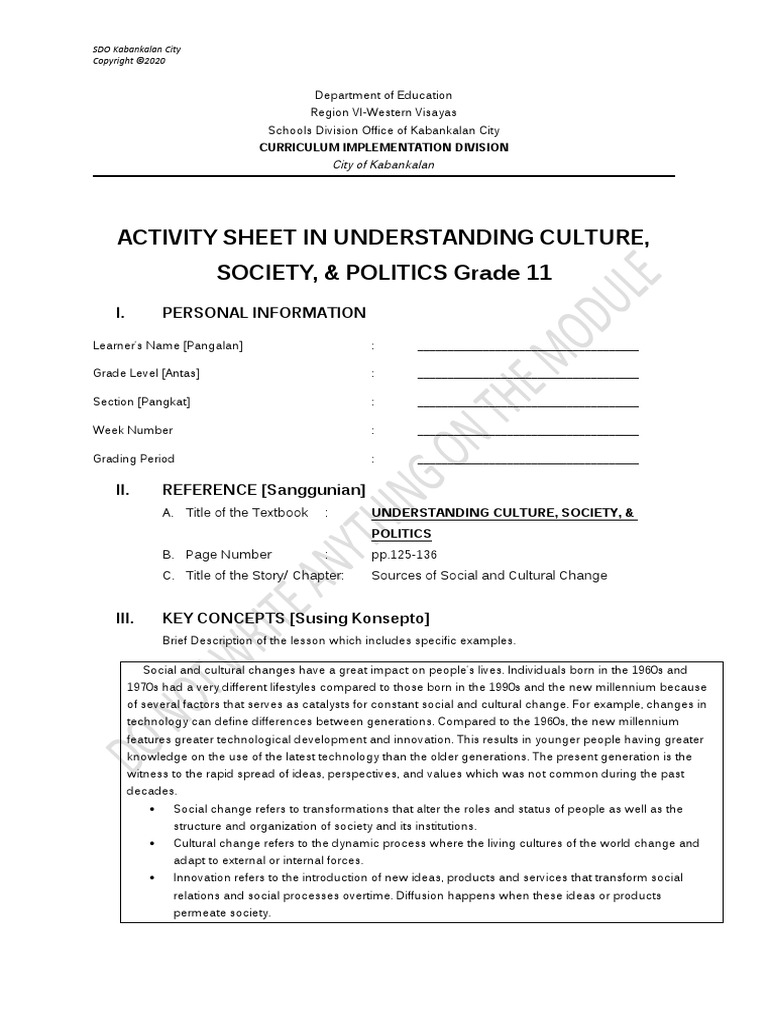 Activity-Sheet-AS in UCSP 2nd Quarter Sources of Social and Cultural ...