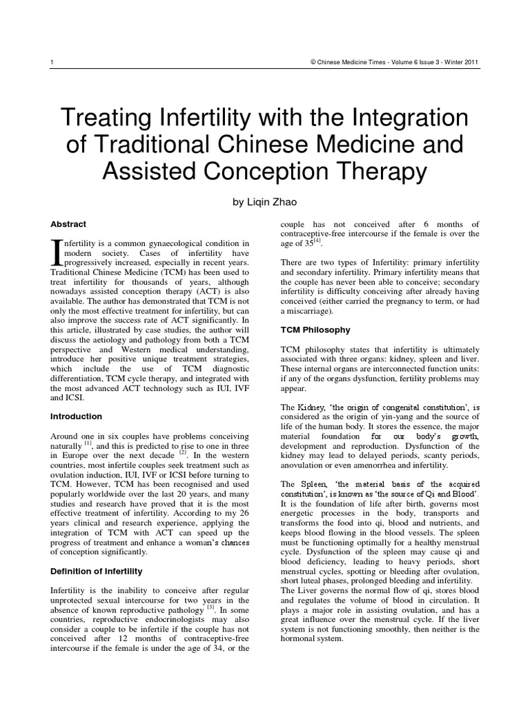 Treating Infertility With The Integration of Traditional Chinese ...