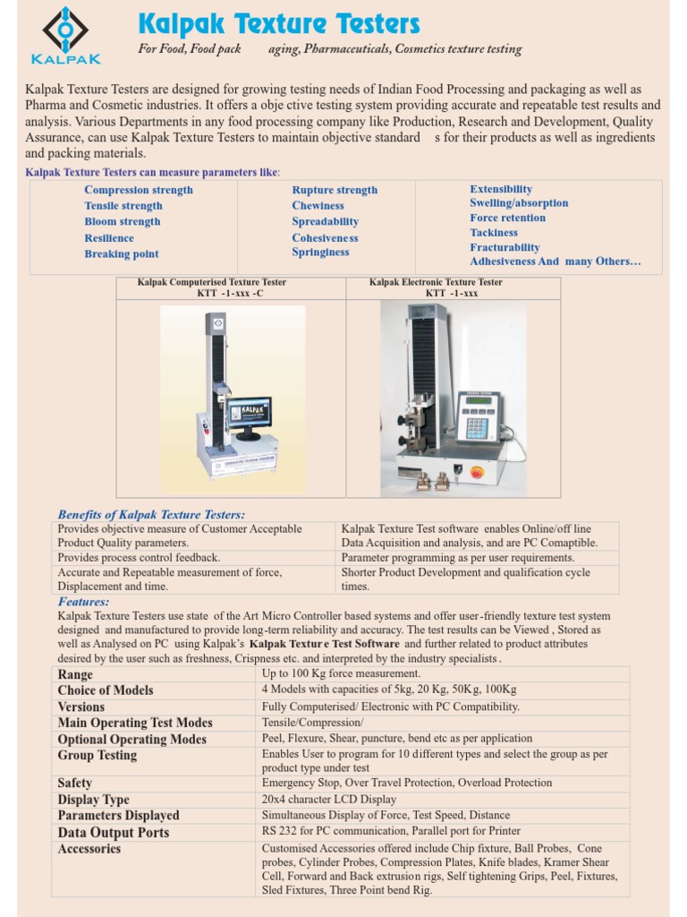 Objective Texture Testing for the Food, Pharmaceutical and Cosmetics ...