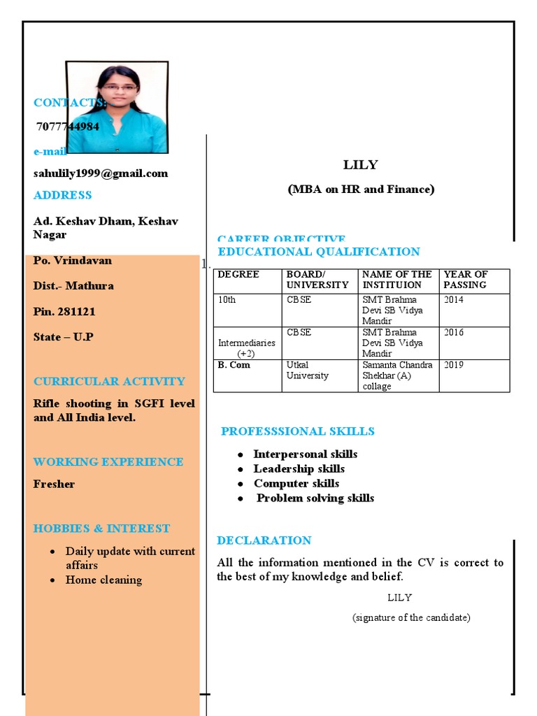 Resume (LILY) | PDF | Sikhism | Business