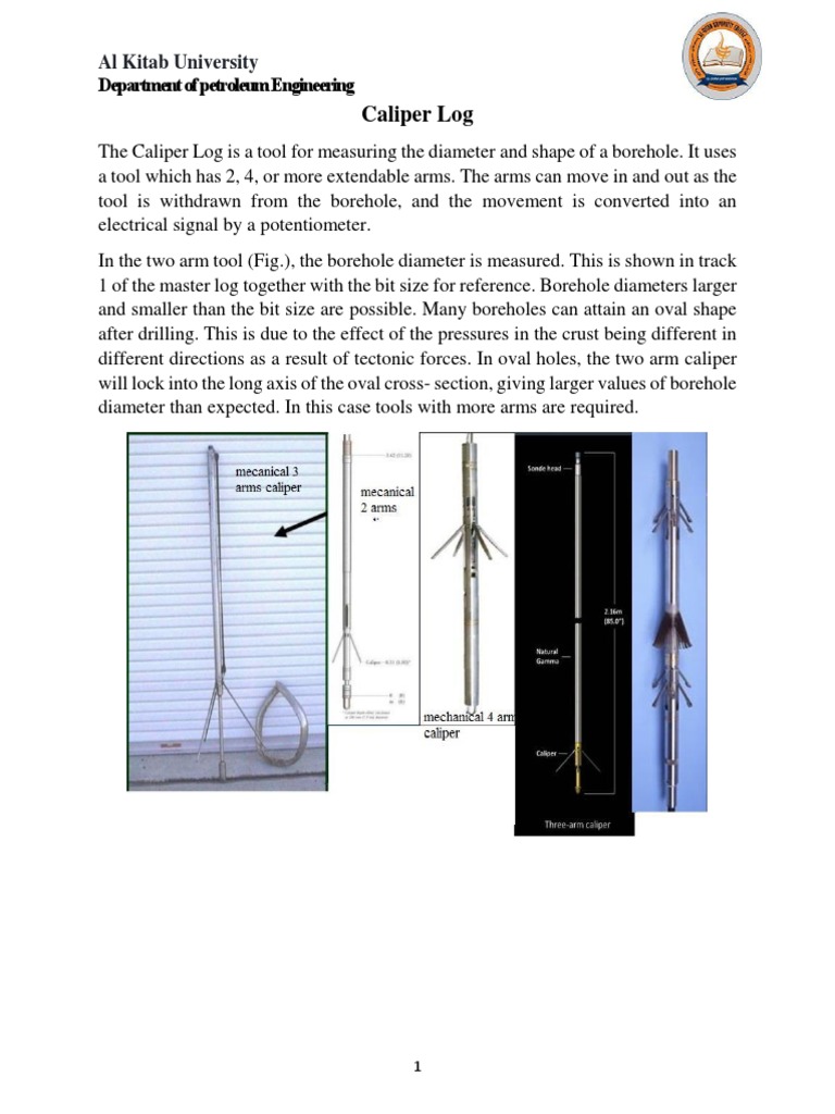 Caliper Log: Department of Petroleum Engineering | PDF | Logarithm | Nature